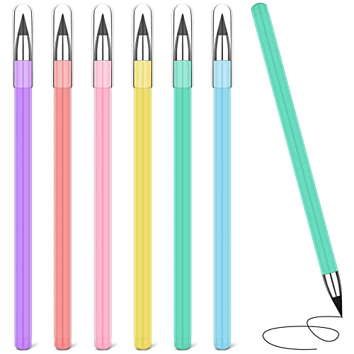 AUAUY 5 PCS Inkless Pencil, Infinity pencil, Reusable Everlasting Pencil, Replaceable Nib Inkless Pencil for Writing, Drawing, Drafting, Students Home Office School Supplies（Macaron）