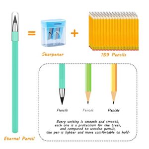 AUAUY 5 PCS Inkless Pencil, Infinity pencil, Reusable Everlasting Pencil, Replaceable Nib Inkless Pencil for Writing, Drawing, Drafting, Students Home Office School Supplies（Macaron）