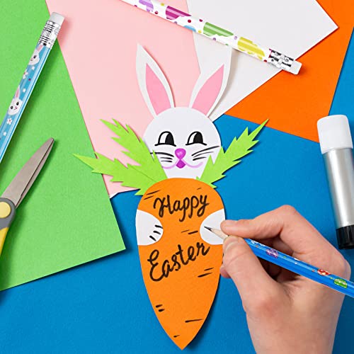 Easter Themed Pencils Happy Easter Party Pencils with Eraser Bunny Eggs Basket Pencil Wood Pencils for Easter Gift School Supplies, 10 Styles (50 Ps)