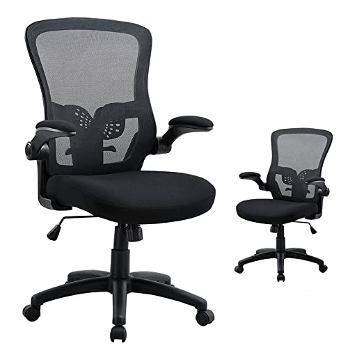 TOPBSHODC Mesh Home Office Chair, Ergonomic Desk Chair Mid-Back Rolling Computer Chair Adjustable Lumbar Support and Flip-up Armrests Comfortable Executive Chair 300Lbs