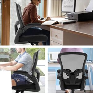 TOPBSHODC Mesh Home Office Chair, Ergonomic Desk Chair Mid-Back Rolling Computer Chair Adjustable Lumbar Support and Flip-up Armrests Comfortable Executive Chair 300Lbs