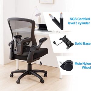 TOPBSHODC Mesh Home Office Chair, Ergonomic Desk Chair Mid-Back Rolling Computer Chair Adjustable Lumbar Support and Flip-up Armrests Comfortable Executive Chair 300Lbs