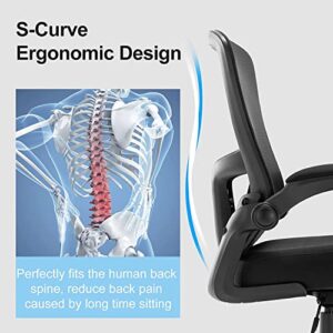 TOPBSHODC Mesh Home Office Chair, Ergonomic Desk Chair Mid-Back Rolling Computer Chair Adjustable Lumbar Support and Flip-up Armrests Comfortable Executive Chair 300Lbs