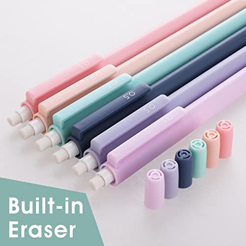 TIESOME 6PCS Pastel Mechanical Pencil Set, Cute Mechanical Pencils 0.5 mm Aesthetic Artist Pencil Set Retractable Pencil Colored Mechanical Pencils for Drawing & Writing for School or Office Supplies