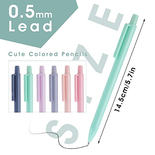 TIESOME 6PCS Pastel Mechanical Pencil Set, Cute Mechanical Pencils 0.5 mm Aesthetic Artist Pencil Set Retractable Pencil Colored Mechanical Pencils for Drawing & Writing for School or Office Supplies