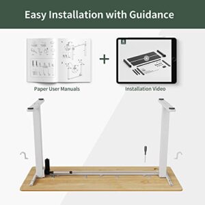 FEZIBO Dual Motors Standing Desk 55 x 24 Inches, Adjustable Height Electric Stand up Desk, Bamboo Wood