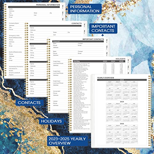 2023-2025 Monthly Planner/Calendar - Jul. 2023 - Jun. 2025, 2 Year Monthly Planner 2023-2025, 9" × 11" Calendar Planner 24 Months with Tabs, Twin-Wire Binding, Double-Side Pocket, Holiday ＆ Note Pages