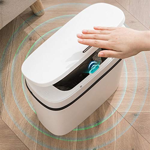 WENLII Intelligent Sensor Trash Can Toilet Automatic Cover Narrow Seam Garbage Bin Toilet Paper Basket Electric Living Room Creative