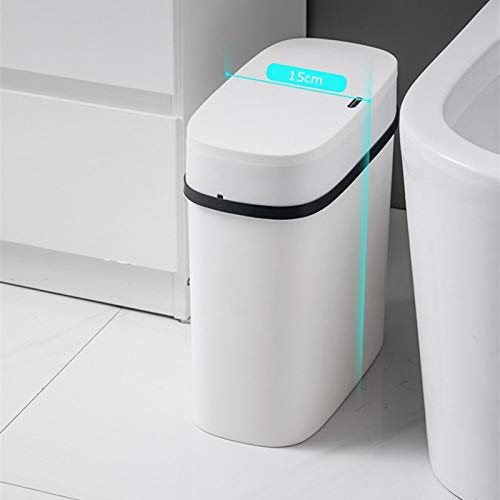 WENLII Intelligent Sensor Trash Can Toilet Automatic Cover Narrow Seam Garbage Bin Toilet Paper Basket Electric Living Room Creative