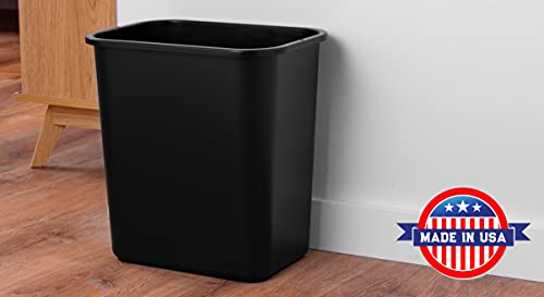 United Solutions 13 Quart / 3.25 Gallon Space-Efficient Trash Wastebasket, Fits Under Desk and Narrow Spaces in Commercial Office, Kitchen, Home Office, and Dorm, Easy to Clean, Black