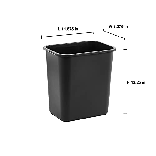 United Solutions 13 Quart / 3.25 Gallon Space-Efficient Trash Wastebasket, Fits Under Desk and Narrow Spaces in Commercial Office, Kitchen, Home Office, and Dorm, Easy to Clean, Black