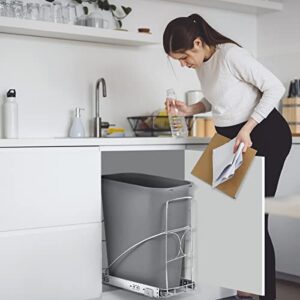 Aismio Pull Out Trash Can Under Cabinet, Kitchen Adjustable Sliding Waste Bin Frame, Cabinet Garbage Can Pull Out for Kitchen Under Counter, Trash Can Not Included