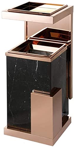 Trash Bin Trash Can Wastebasket Ashtray Garbage Bin 12L Luxury Stainless Steel Trash Can Marble Waste Bin With Ashtray Hotel Lobby Vertical Outdoor Large Garbage Bin Garbage Can Waste Bin ( Color : On