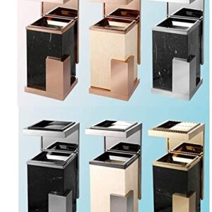 Trash Bin Trash Can Wastebasket Ashtray Garbage Bin 12L Luxury Stainless Steel Trash Can Marble Waste Bin With Ashtray Hotel Lobby Vertical Outdoor Large Garbage Bin Garbage Can Waste Bin ( Color : On