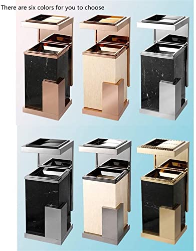 Trash Bin Trash Can Wastebasket Ashtray Garbage Bin 12L Luxury Stainless Steel Trash Can Marble Waste Bin With Ashtray Hotel Lobby Vertical Outdoor Large Garbage Bin Garbage Can Waste Bin ( Color : On