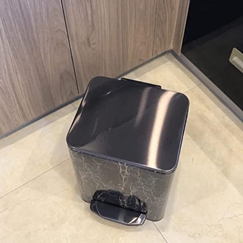 Trash Bin Trash Can Wastebasket Rubbish Recycle Bins Stainless Steel+PU Step Trash Can with Plastic Inner Buckets with Soft Close Lid,Foot Pedal Garbage Can Waste Bin (Color : OneColor, Size : 15L/3