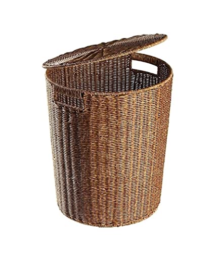 SCUUBE Trash Bin Trash Can Wastebasket Portable Trash Can with Lid Large Storage Bin with Handles, Garbage Container Bin for Bathrooms Kitchens Garbage Can Waste Bin (Color : Dark Brown)