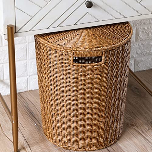 SCUUBE Trash Bin Trash Can Wastebasket Portable Trash Can with Lid Large Storage Bin with Handles, Garbage Container Bin for Bathrooms Kitchens Garbage Can Waste Bin (Color : Dark Brown)