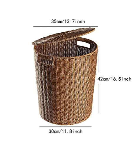 SCUUBE Trash Bin Trash Can Wastebasket Portable Trash Can with Lid Large Storage Bin with Handles, Garbage Container Bin for Bathrooms Kitchens Garbage Can Waste Bin (Color : Dark Brown)