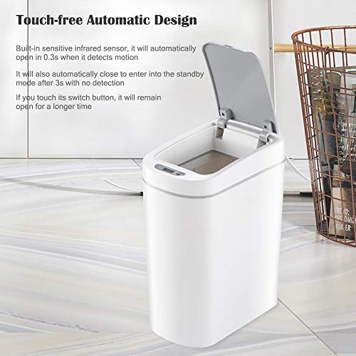 ALUKAP Small Garbage Can 7L Smart Trash Can Motion Sensor Auto Sealing LED Induction Cover Trash Bins IPX3 Waterproof