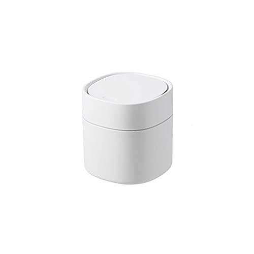 UNNIQ Trash can, Plastic Mini Trash Can with Lid Wastebasket for Bathroom Vanity, Desktop, Tabletop or Coffee Table (White) (Size : A)