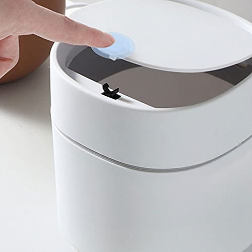 UNNIQ Trash can, Plastic Mini Trash Can with Lid Wastebasket for Bathroom Vanity, Desktop, Tabletop or Coffee Table (White) (Size : A)