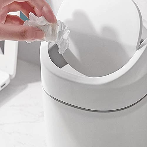 UNNIQ Trash can, Plastic Mini Trash Can with Lid Wastebasket for Bathroom Vanity, Desktop, Tabletop or Coffee Table (White) (Size : A)