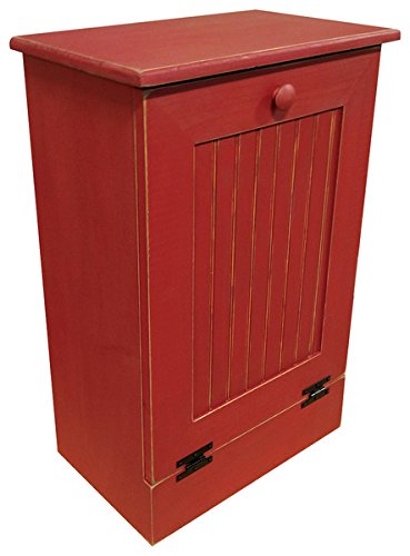 Wooden Trash Bin, Antique Red