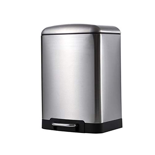 ALUKAP Small Garbage Can 6L Garbage Trash Can Stainless Steel Square Waste Bin Step Foot Pedal Outdoor Garbage Bin Kitchen Bathroom Office Rubbish Bin