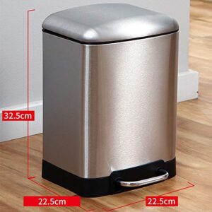 ALUKAP Small Garbage Can 6L Garbage Trash Can Stainless Steel Square Waste Bin Step Foot Pedal Outdoor Garbage Bin Kitchen Bathroom Office Rubbish Bin