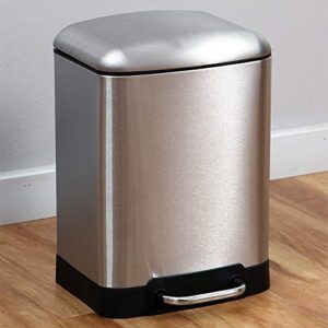 ALUKAP Small Garbage Can 6L Garbage Trash Can Stainless Steel Square Waste Bin Step Foot Pedal Outdoor Garbage Bin Kitchen Bathroom Office Rubbish Bin