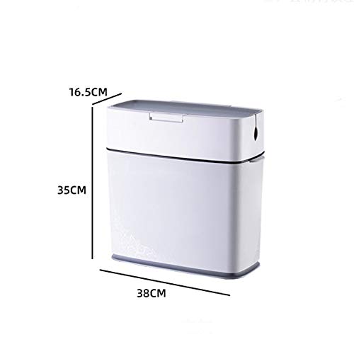 UNNIQ Trash can, Trash Can and Toilet Special ABS Material Can Put Trash Bags in The Trash Can with Elastic Lid (Color : Gray)