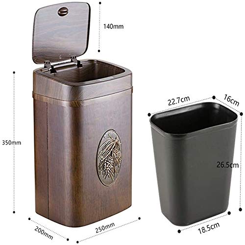 UNNIQ Trash can, Intelligent Induction Trash Can,8L Touchless Smart Wooden Trash Can,Mute Intelligent Environmental Protection Adjustable Sensing Distance Storage Bucket