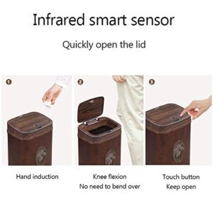 UNNIQ Trash can, Intelligent Induction Trash Can,8L Touchless Smart Wooden Trash Can,Mute Intelligent Environmental Protection Adjustable Sensing Distance Storage Bucket