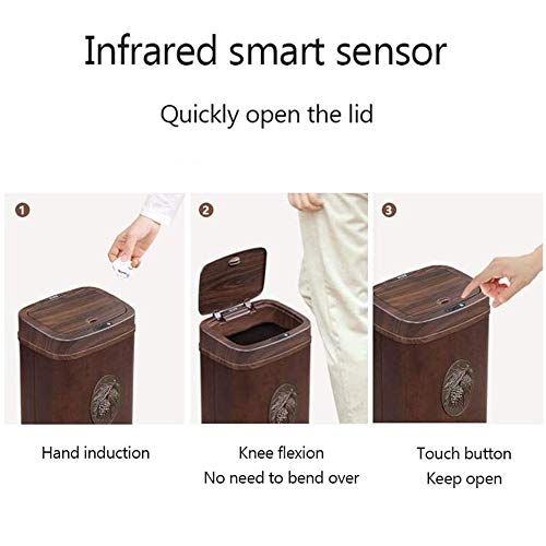 UNNIQ Trash can, Intelligent Induction Trash Can,8L Touchless Smart Wooden Trash Can,Mute Intelligent Environmental Protection Adjustable Sensing Distance Storage Bucket