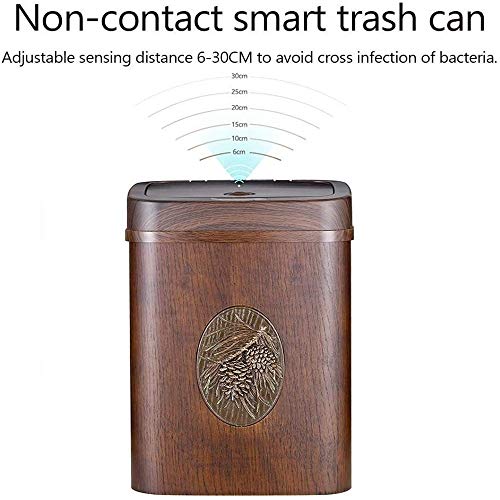 UNNIQ Trash can, Intelligent Induction Trash Can,8L Touchless Smart Wooden Trash Can,Mute Intelligent Environmental Protection Adjustable Sensing Distance Storage Bucket