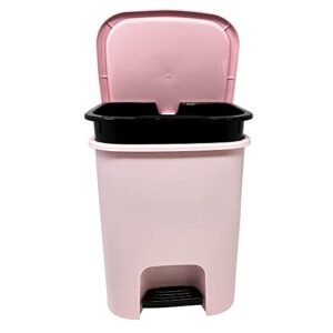 PLASTIFIC 7.5L Foot Pedal Bin Dustbin Rubbish Paper Waste Kitchen Office Plastic Bins (Pink with Black Removable Inner Bucket)…