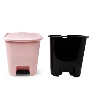 PLASTIFIC 7.5L Foot Pedal Bin Dustbin Rubbish Paper Waste Kitchen Office Plastic Bins (Pink with Black Removable Inner Bucket)…