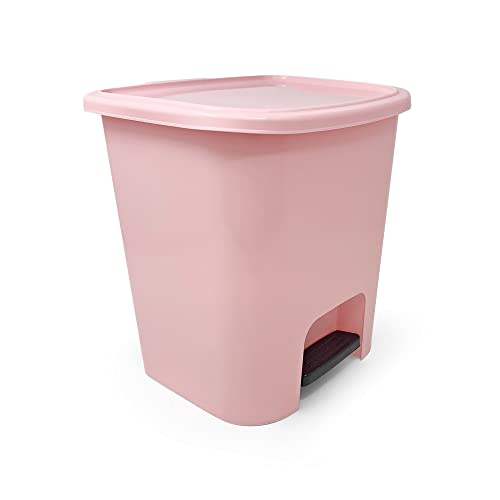 PLASTIFIC 7.5L Foot Pedal Bin Dustbin Rubbish Paper Waste Kitchen Office Plastic Bins (Pink with Black Removable Inner Bucket)…