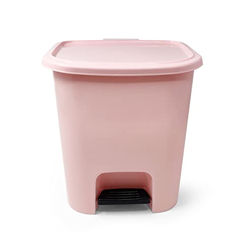 PLASTIFIC 7.5L Foot Pedal Bin Dustbin Rubbish Paper Waste Kitchen Office Plastic Bins (Pink with Black Removable Inner Bucket)…