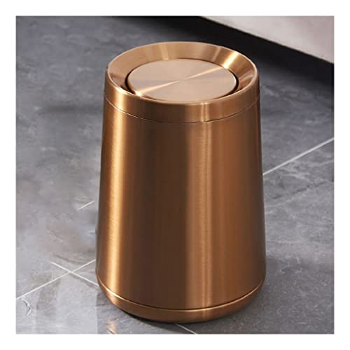 VIORED Wastebasket Stainless Steel Indoor Trash Can Office Paper Basket Flip 10L Trash Can Kitchen Room Home Living Room Bedroom Garbage Can Trash Bin (Size : 1)