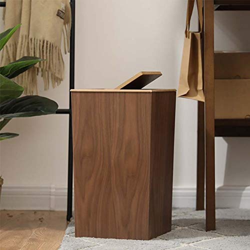 WSLLK Under Sink Trash can Japanese Garbage Bin Luxury Styling Living Room Bedroom Office Home Wastepaper Wooden Trash Bin Can