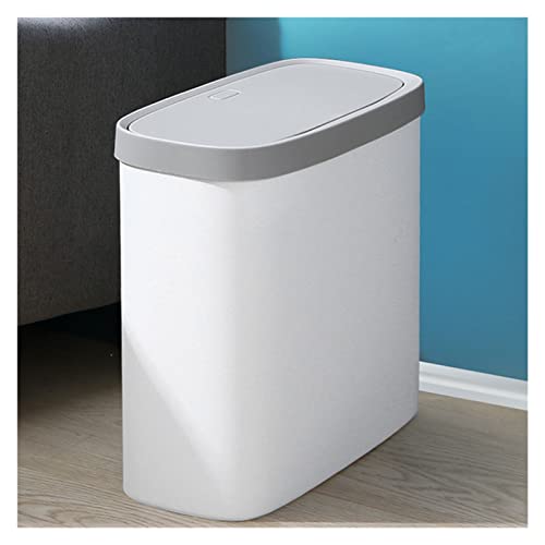 GENIGW Trash Can Bathroom Press Automatic Waste Bin with Lid Recycling Garbage Basket Trash Kitchen Rubbish Can Toilet Bin Narrow