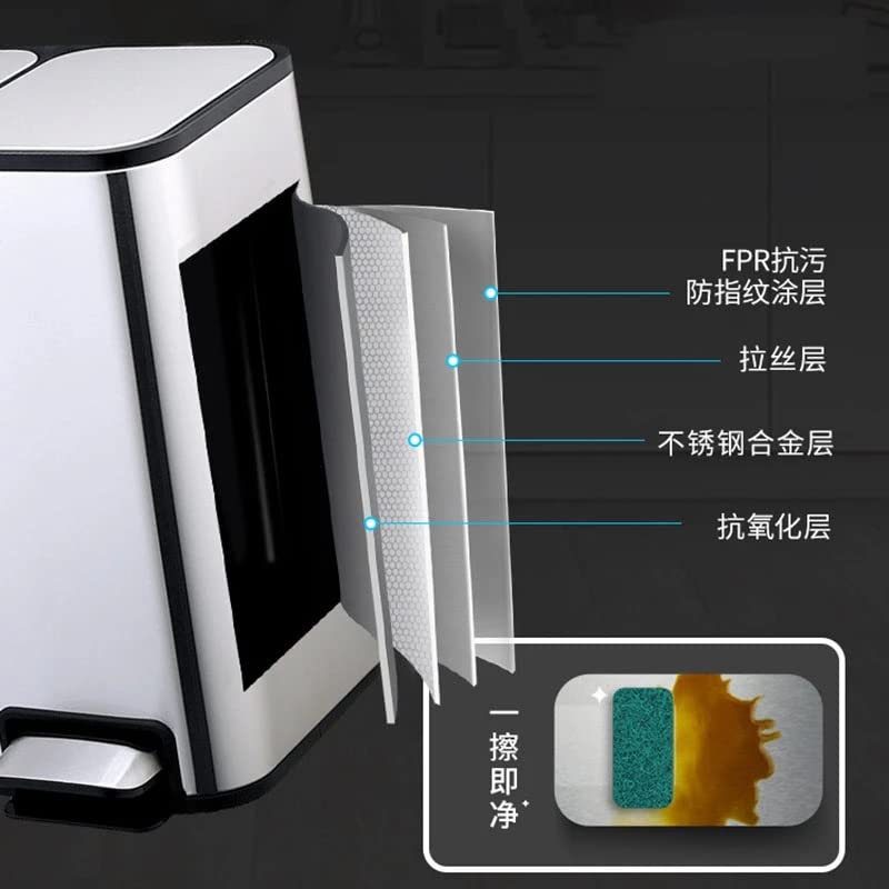 ZHUHW Tall Silent Storage Square Trash Waste Bin Recycling Outdoor Kitchen Accessories Garbage Bin