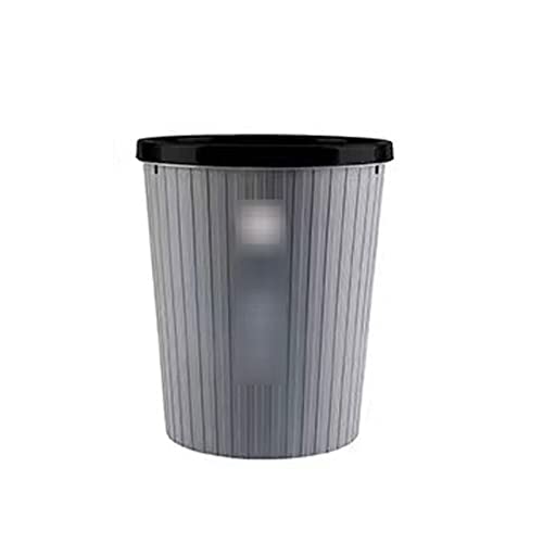 UNNIQ Trash can, Small Round Plastic Trash Can, Trash Bin Recycling Bin, Bathroom, Kitchen, Bedroom, Home Office, Outdoor Trash Can Recycling (Color : Grey, Size : Small)