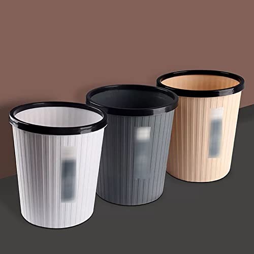 UNNIQ Trash can, Small Round Plastic Trash Can, Trash Bin Recycling Bin, Bathroom, Kitchen, Bedroom, Home Office, Outdoor Trash Can Recycling (Color : Grey, Size : Small)