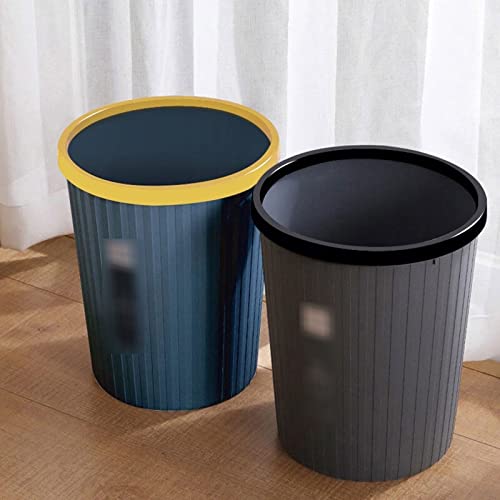 UNNIQ Trash can, Small Round Plastic Trash Can, Trash Bin Recycling Bin, Bathroom, Kitchen, Bedroom, Home Office, Outdoor Trash Can Recycling (Color : Grey, Size : Small)