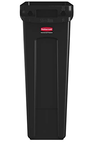 RubbermaidRubbermaid Commercial Products ProSave Shelf-Storage Ingredient Bin & Commercial Products Slim Jim Plastic Rectangular Trash/Garbage Can, 23 Gallon, Black