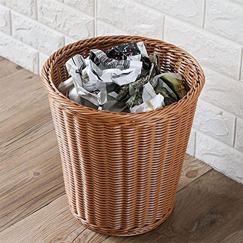 WSLLK Under Sink Trash can Rattan Woven Waste Bin Trash Can Kitchen Trash Basket Home Office Dustbin Sundries Garbage Can Accessories