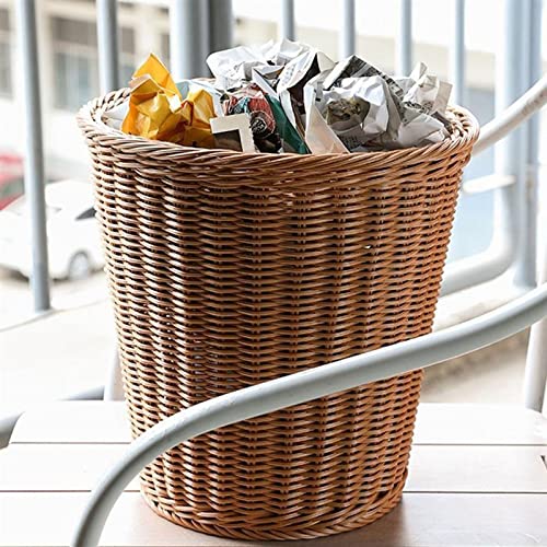 WSLLK Under Sink Trash can Rattan Woven Waste Bin Trash Can Kitchen Trash Basket Home Office Dustbin Sundries Garbage Can Accessories